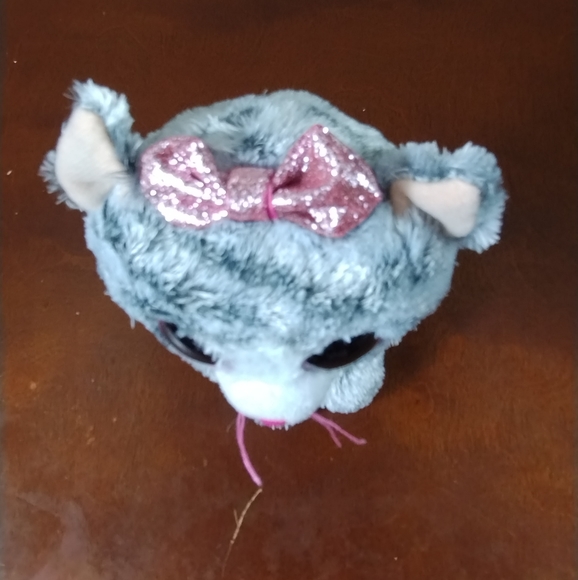 Ty | Toys | Ty Beanie Boo Kiki Gray White Cat Pink Glitter Eyes Bow 9 ...